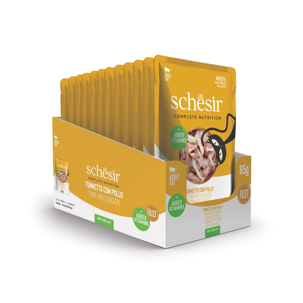 Schesir Complete & Balanced Nutrition Wet Cat Food in Jelly Pouch- Tuna ...